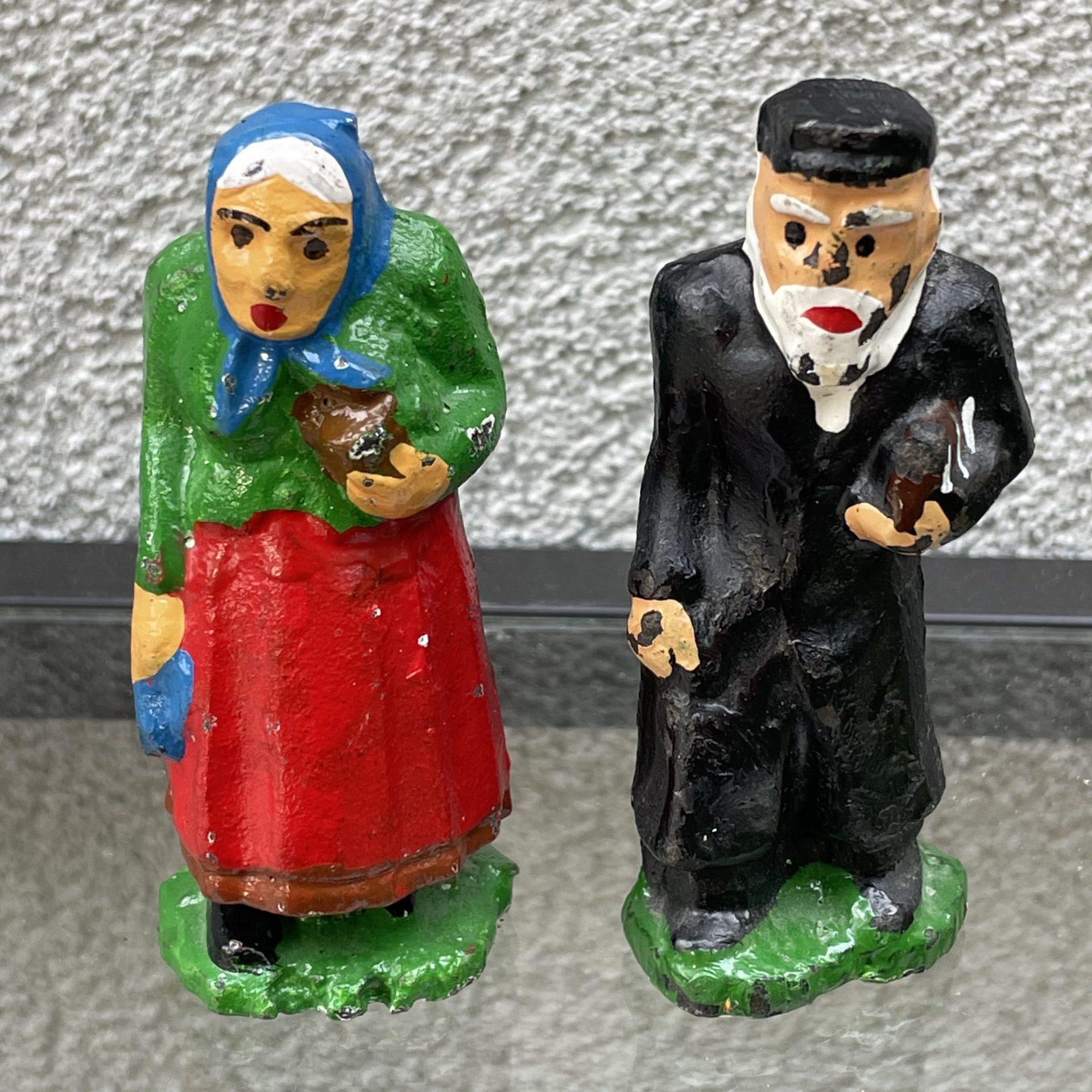 Pair of antique figurines Cast Iron Old Man and Woman Figurines - "The ...