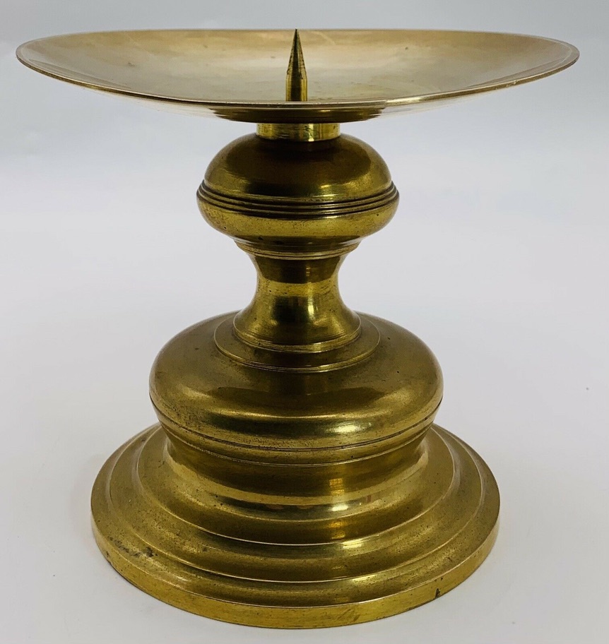 Large Vintage Solid Brass Pillar candle holder - "The charm of things ...